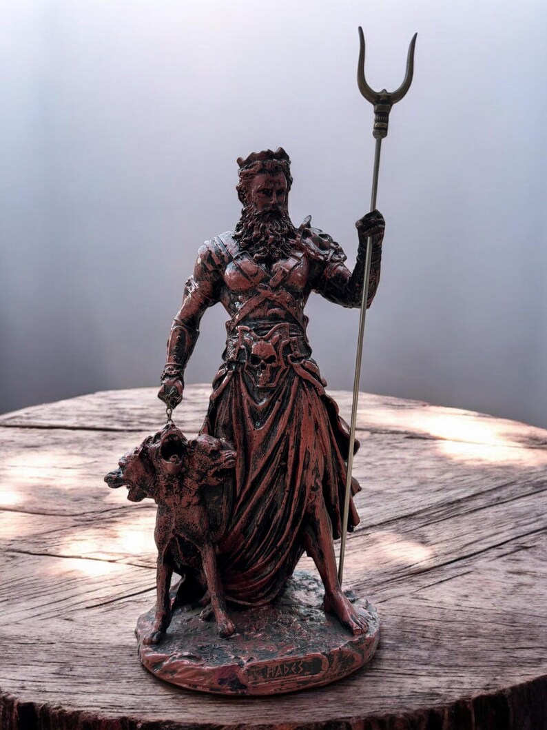 Hades and Cerberus Statue – Greek Mythology God Statue, Silver-finish ...