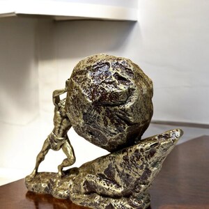 Sisyphus Statue Greek Mythology Decor Bronze Textured Art Piece Unique ...