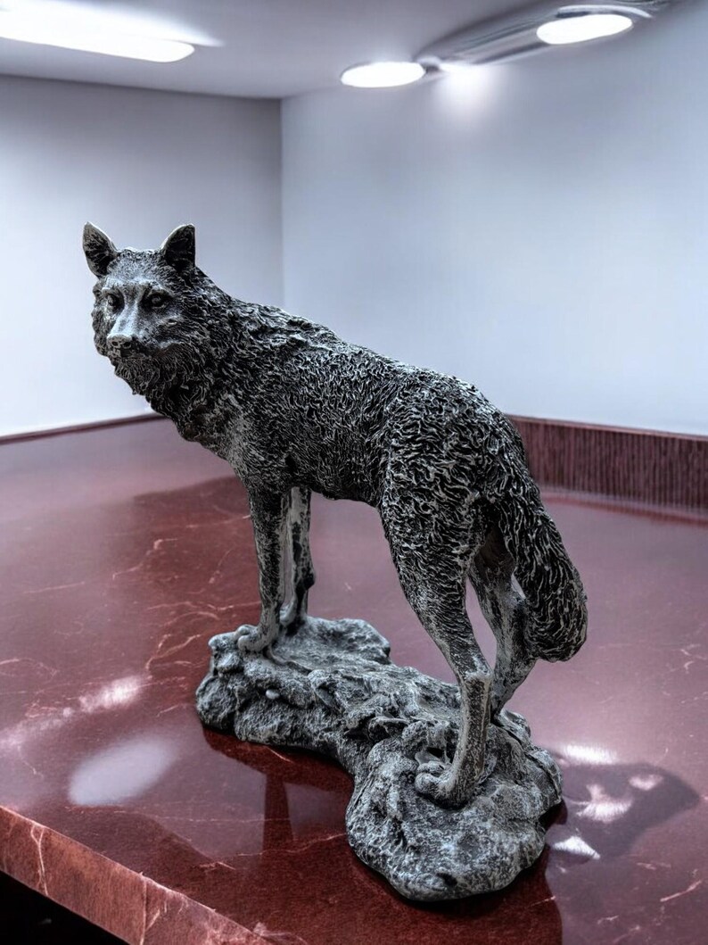 Wolf Statue - Handmade Wolf Sculpture – Nature-inspired Wildlife Decor ...