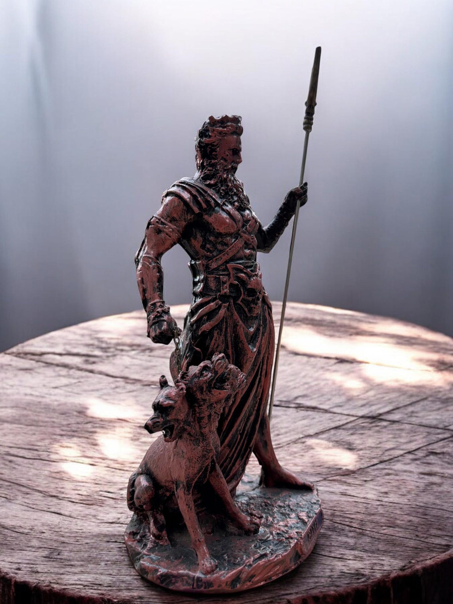 Hades and Cerberus Statue – Greek Mythology God Statue, Silver-finish ...