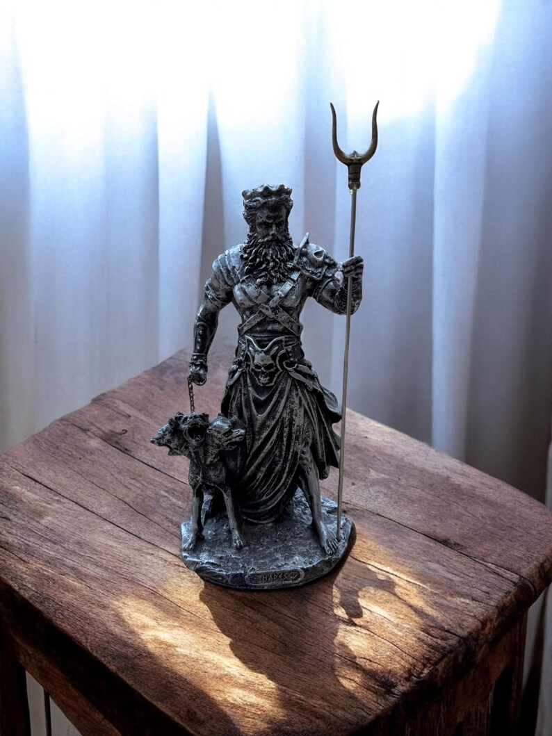 Hades and Cerberus Statue Greek Mythology God Statue, Silver-finish ...
