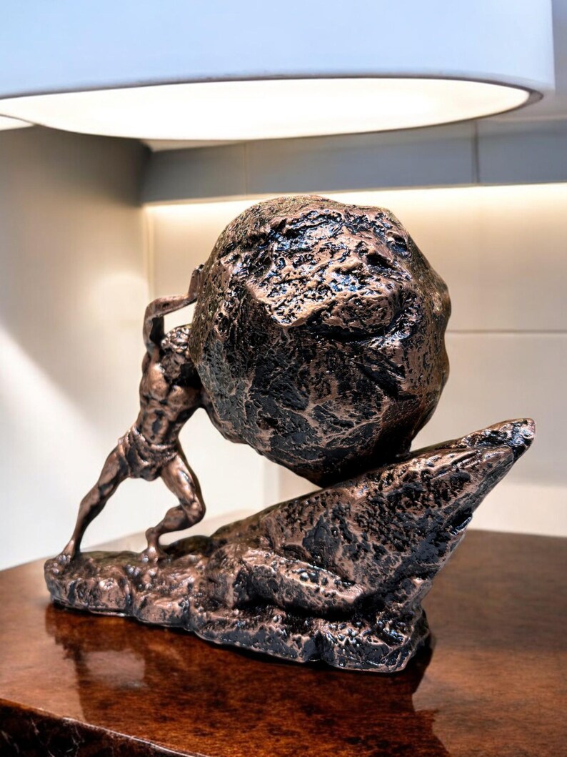 Sisyphus Statue Greek Mythology Decor Bronze Textured Art Piece Unique ...
