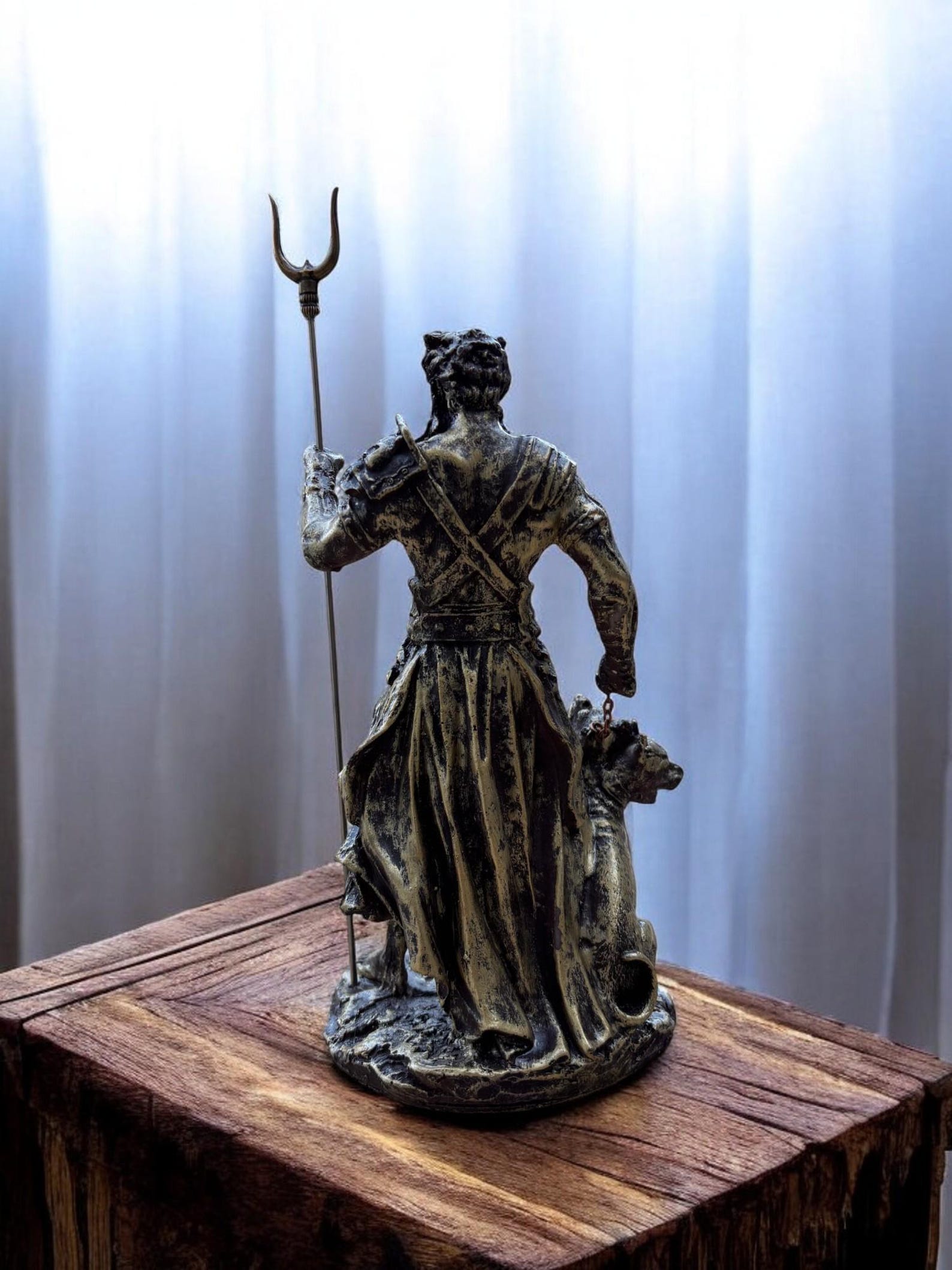 Hades and Cerberus Statue – Greek Mythology God Statue, Silver-finish ...