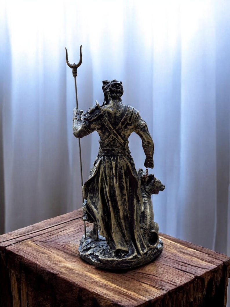 Hades and Cerberus Statue – Greek Mythology God Statue, Silver-finish ...