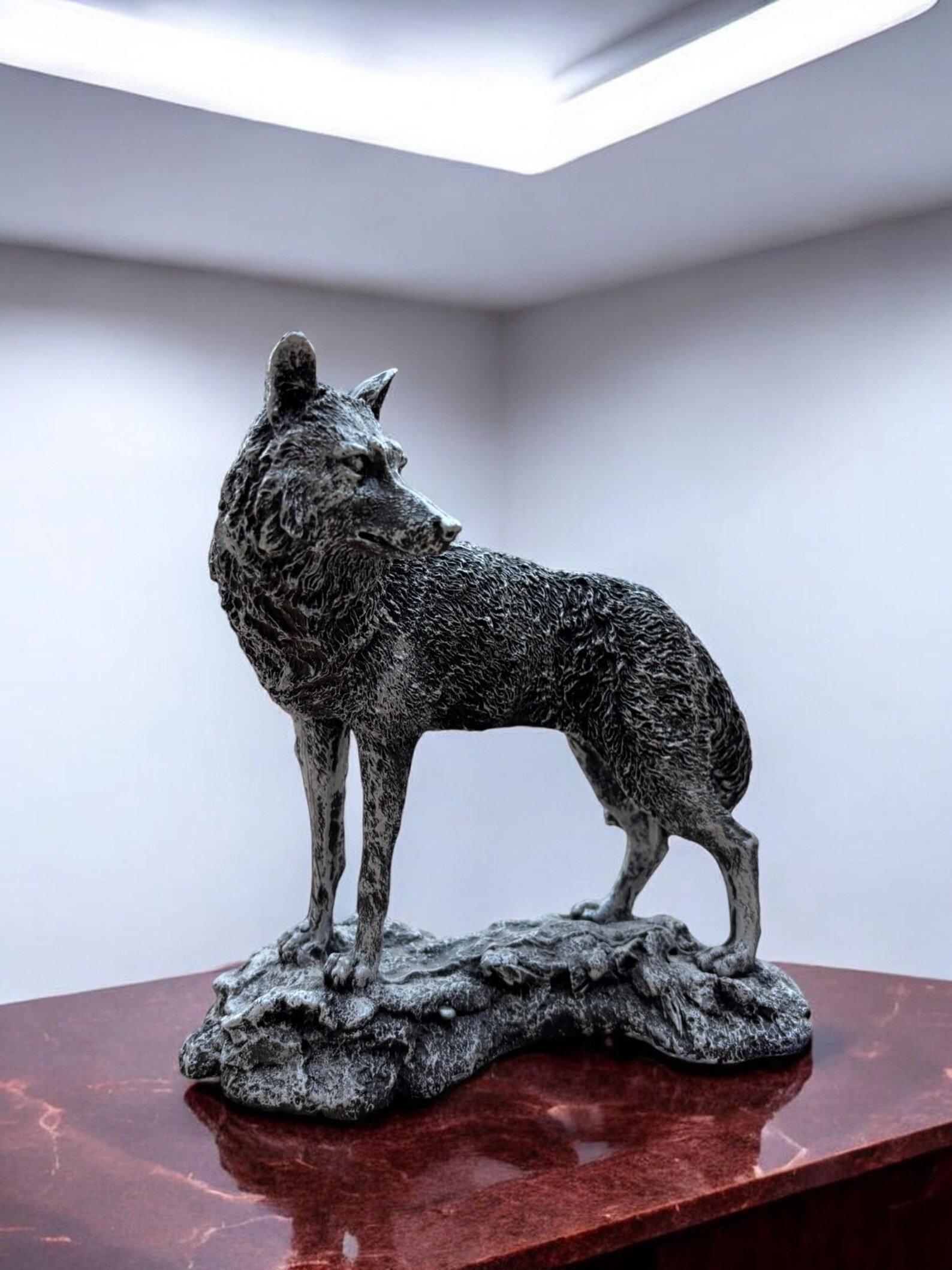 Wolf Statue - Handmade Wolf Sculpture – Nature-inspired Wildlife Decor ...