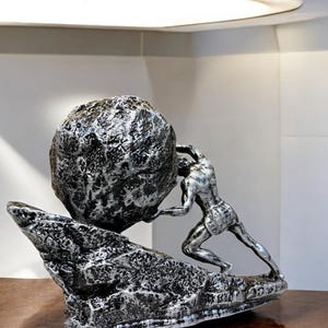 Sisyphus Statue Greek Mythology Decor Bronze Textured Art Piece Unique ...