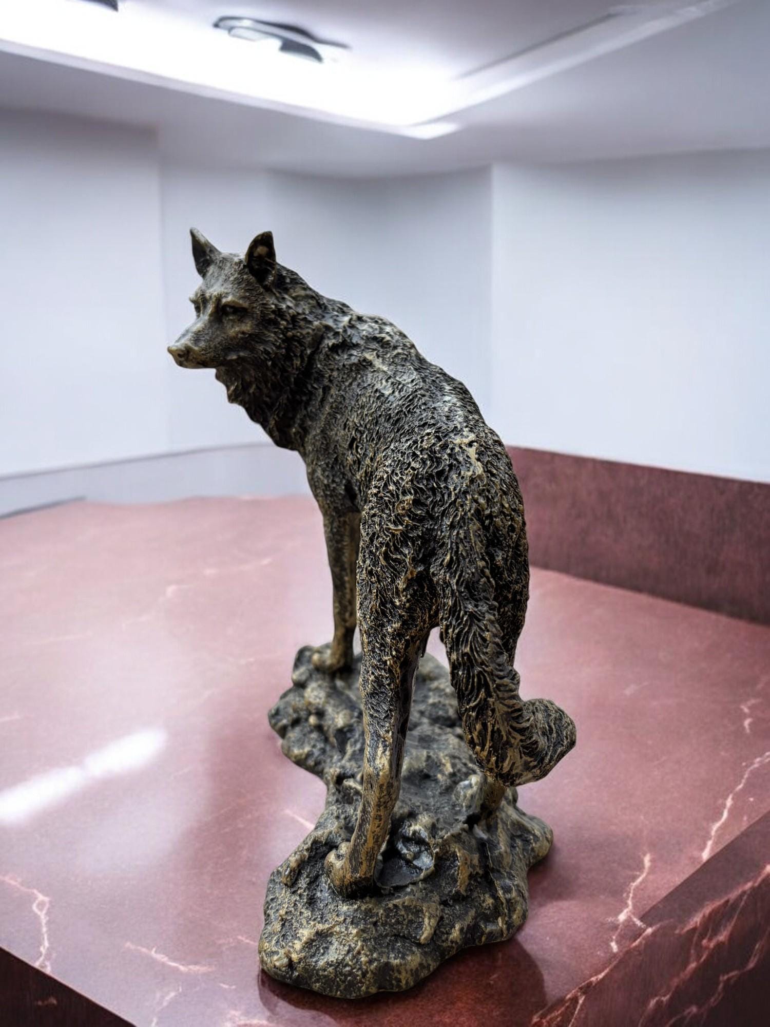 Wolf Statue - Handmade Wolf Sculpture – Nature-inspired Wildlife Decor ...