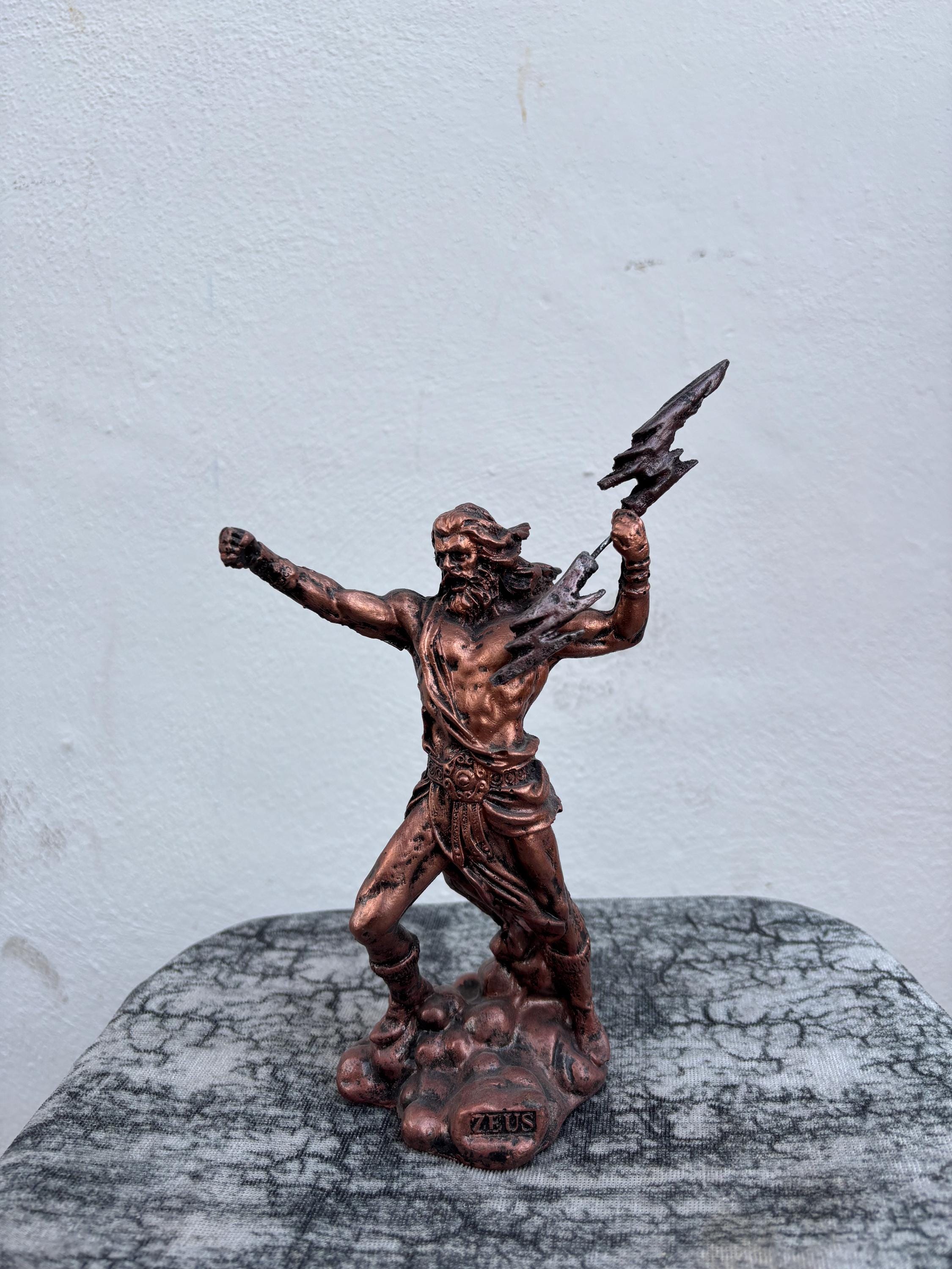 Zeus Statue – King of Greek Mythology | Bronze-look Lightning Symbol ...