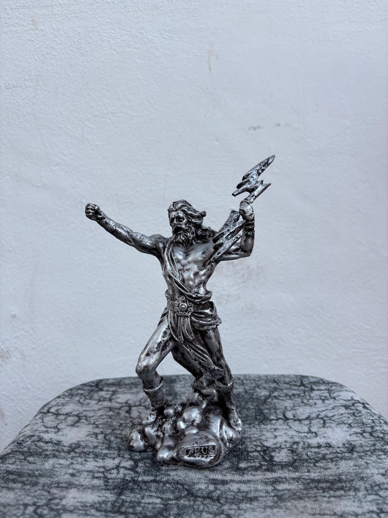Zeus Statue King of Greek Mythology Bronze-look Lightning Symbol ...