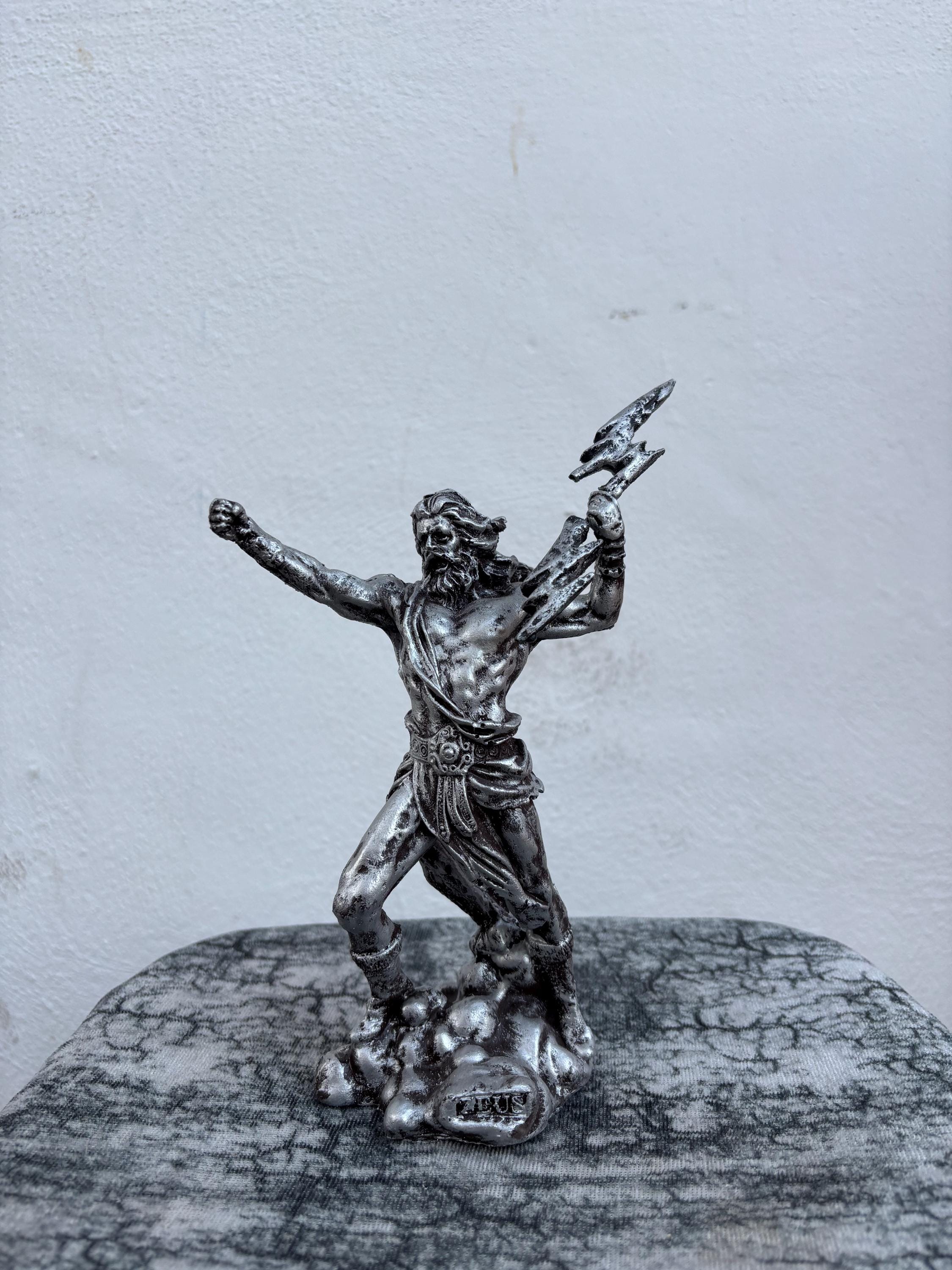Zeus Statue – King of Greek Mythology | Bronze-look Lightning Symbol ...