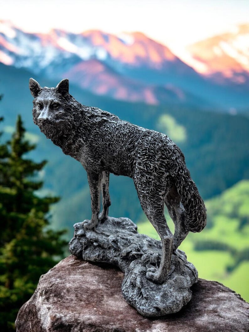 Wolf Statue - Handmade Wolf Sculpture – Nature-inspired Wildlife Decor ...