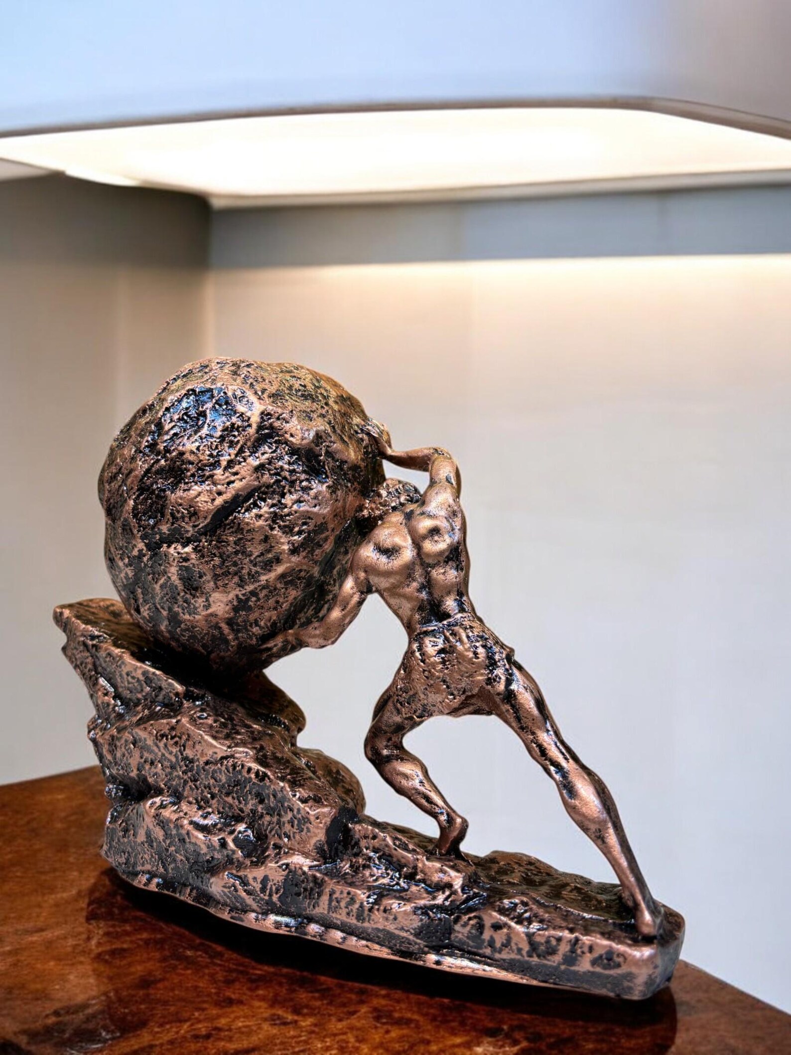 Sisyphus Statue Greek Mythology Decor Bronze Textured Art Piece Unique ...