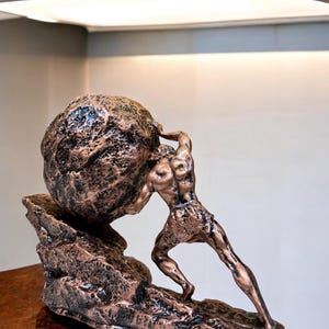 Sisyphus Statue Greek Mythology Decor Bronze Textured Art Piece Unique ...
