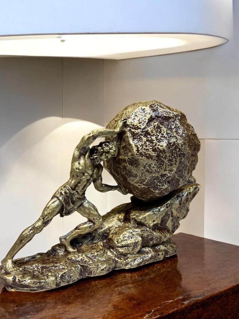 Sisyphus Statue Greek Mythology Decor Bronze Textured Art Piece Unique ...