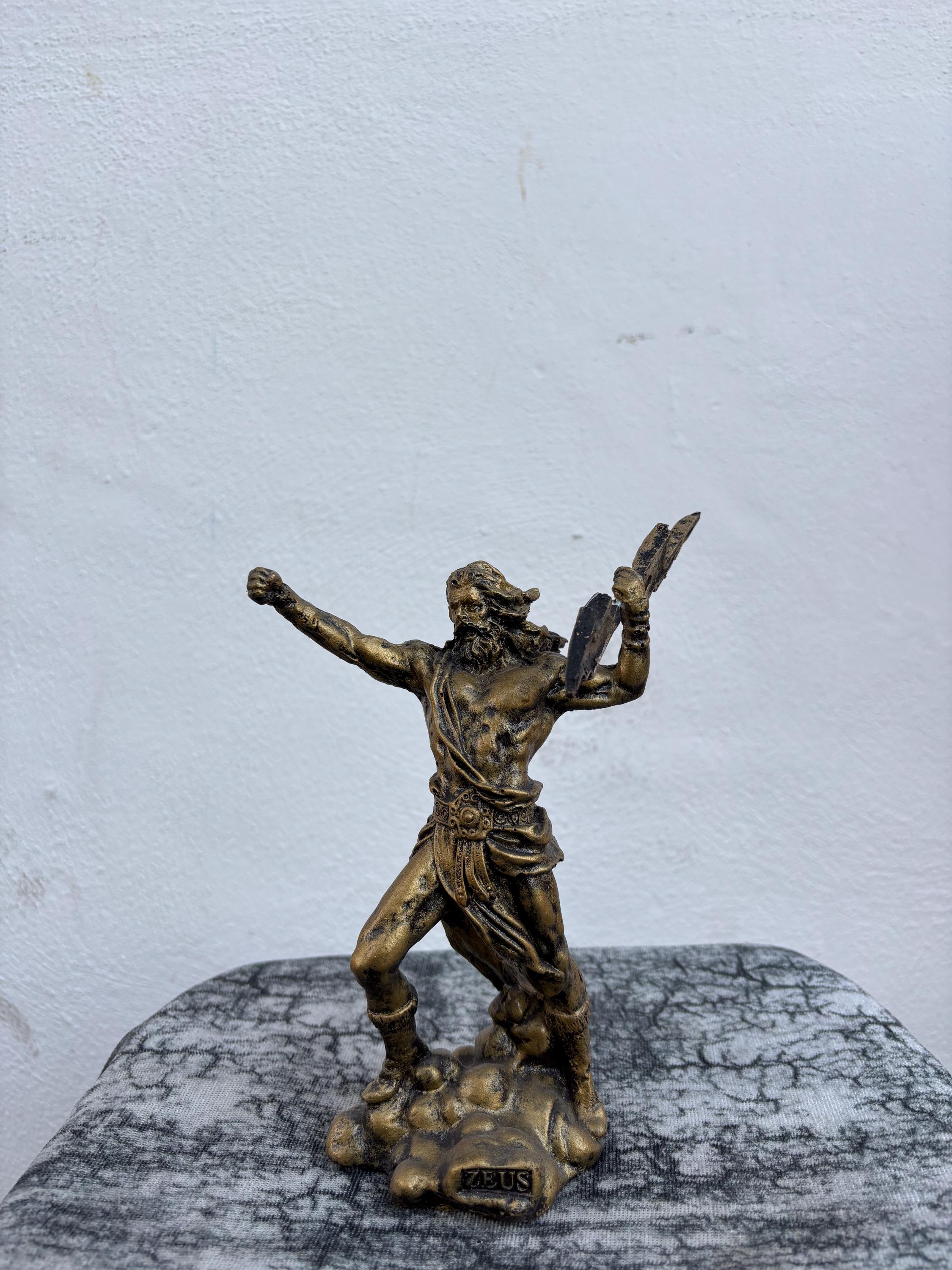 Zeus Statue – King of Greek Mythology | Bronze-look Lightning Symbol ...