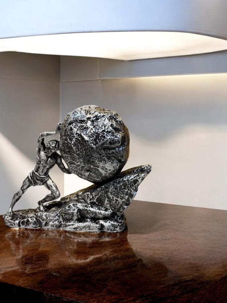 Sisyphus Statue Greek Mythology Decor Bronze Textured Art Piece Unique ...