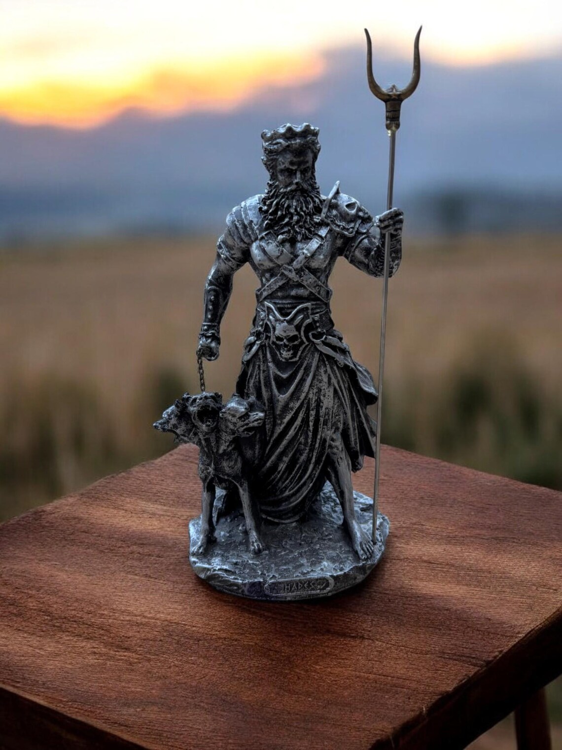 Hades and Cerberus Statue Greek Mythology God Statue, Silver-finish ...