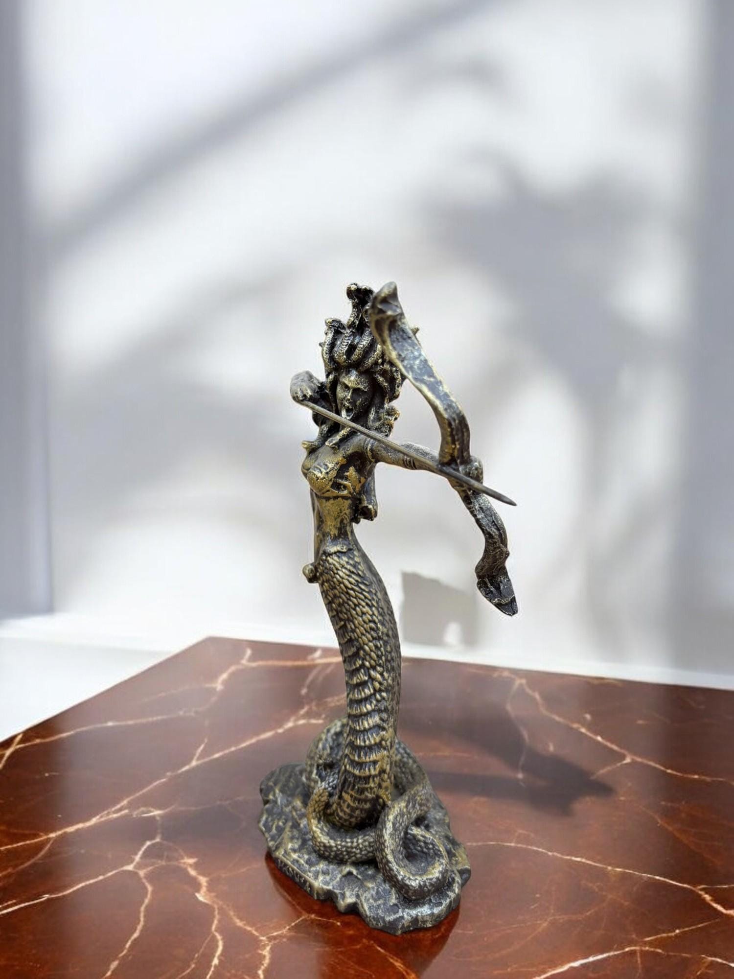 Handmade Medusa Statue – Snake-haired Gorgon Sculpture, Mythological ...