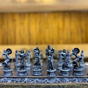 Chess Set - Ancient Greek Chess Board - Gold & Silver Chess Pieces ...