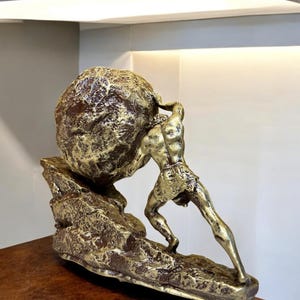 Sisyphus Statue Greek Mythology Decor Bronze Textured Art Piece Unique ...
