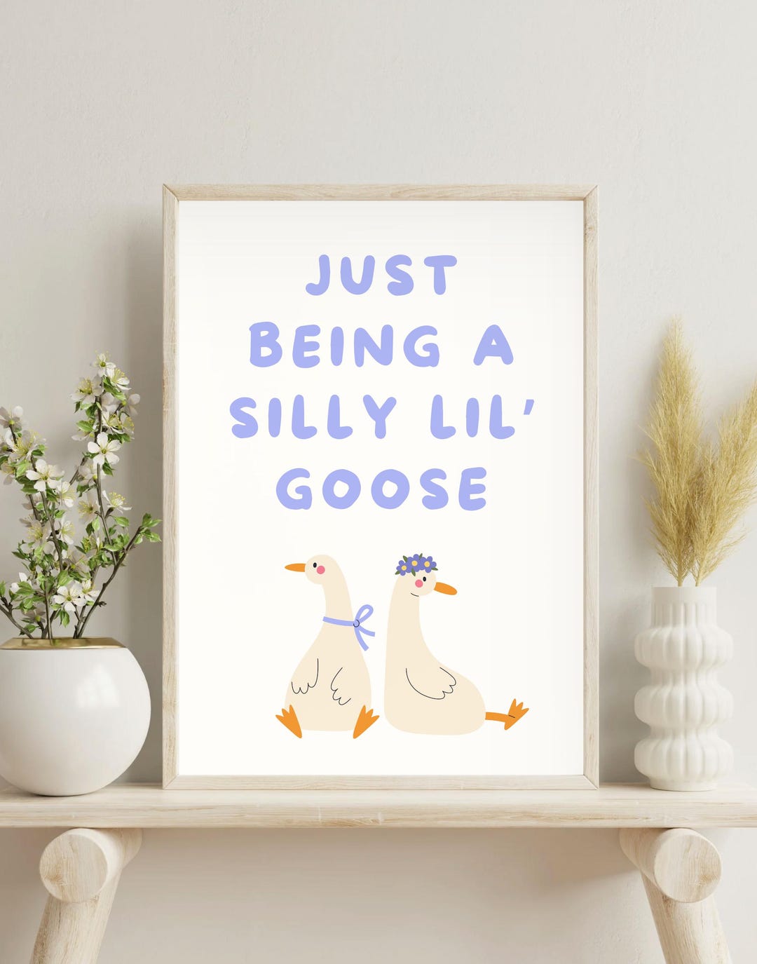 Silly Goose Wall Art, Cute Goose Poster, Nursery Decor, Funny Animal ...