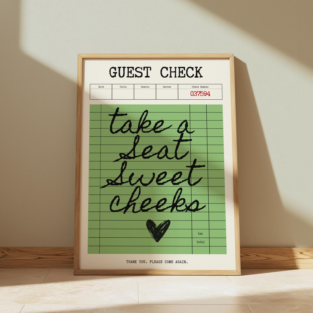 Sweet Cheeks Funny Bathroom Wall Art Guest Check Print Take A Seat ...