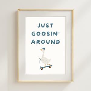 Silly Goose Wall Art, Cute Goose Poster, Nursery Decor, Funny Animal ...