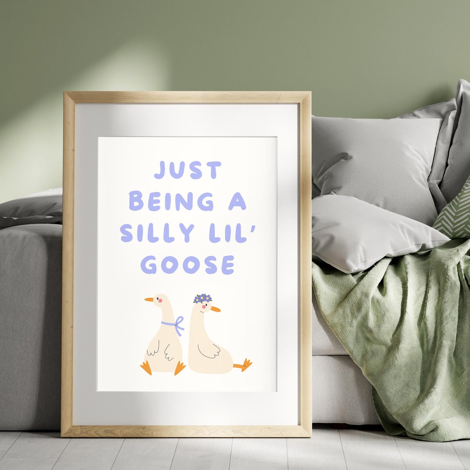 Silly Goose Wall Art, Cute Goose Poster, Nursery Decor, Funny Animal ...