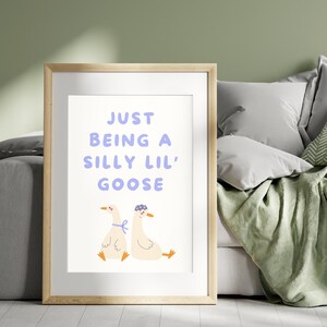 Silly Goose Wall Art, Cute Goose Poster, Nursery Decor, Funny Animal ...