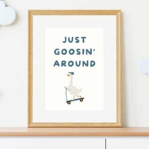 Silly Goose Wall Art, Cute Goose Poster, Nursery Decor, Funny Animal ...