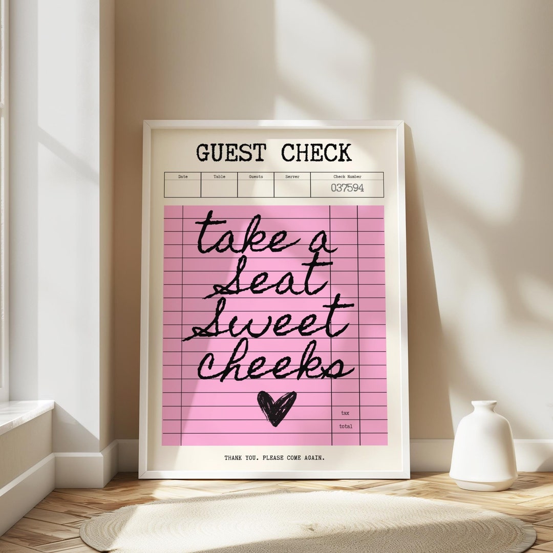 Sweet Cheeks Funny Bathroom Wall Art Guest Check Print Take A Seat ...