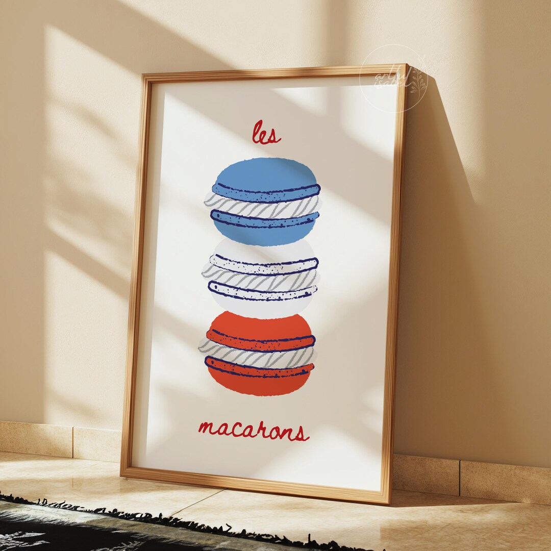 Les Macarons Poster French Art Print Kitchen Wall Art Minimalistic ...