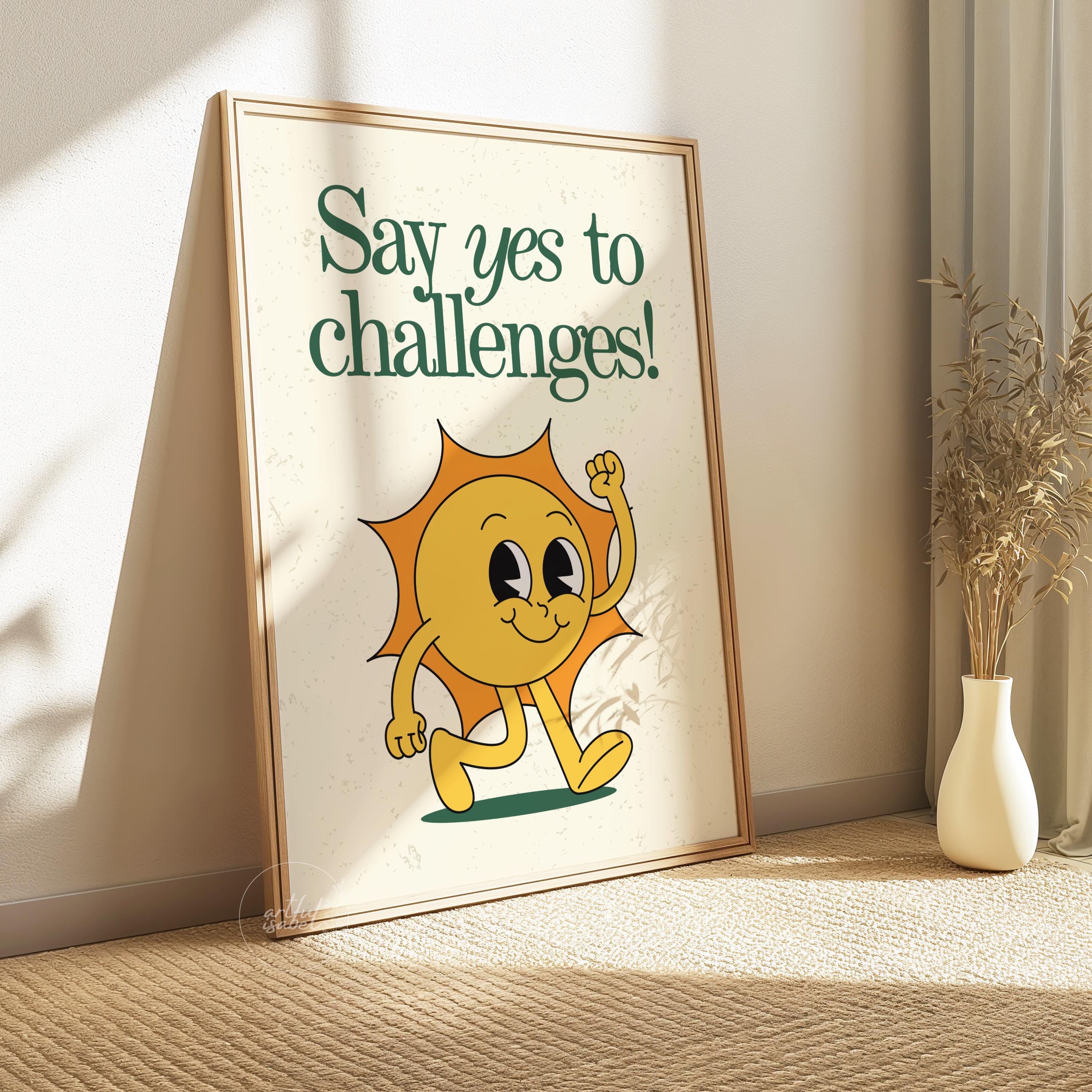 Cute Retro Motivational Poster, Cubicle Decor, Mental Health Poster ...
