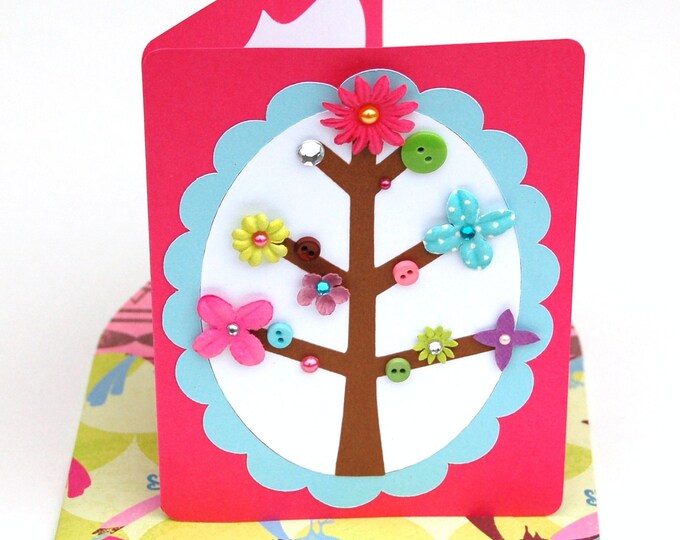 Pretty and Simple Tree Card, Bird Print Envelope, Sticker Seal, and ...