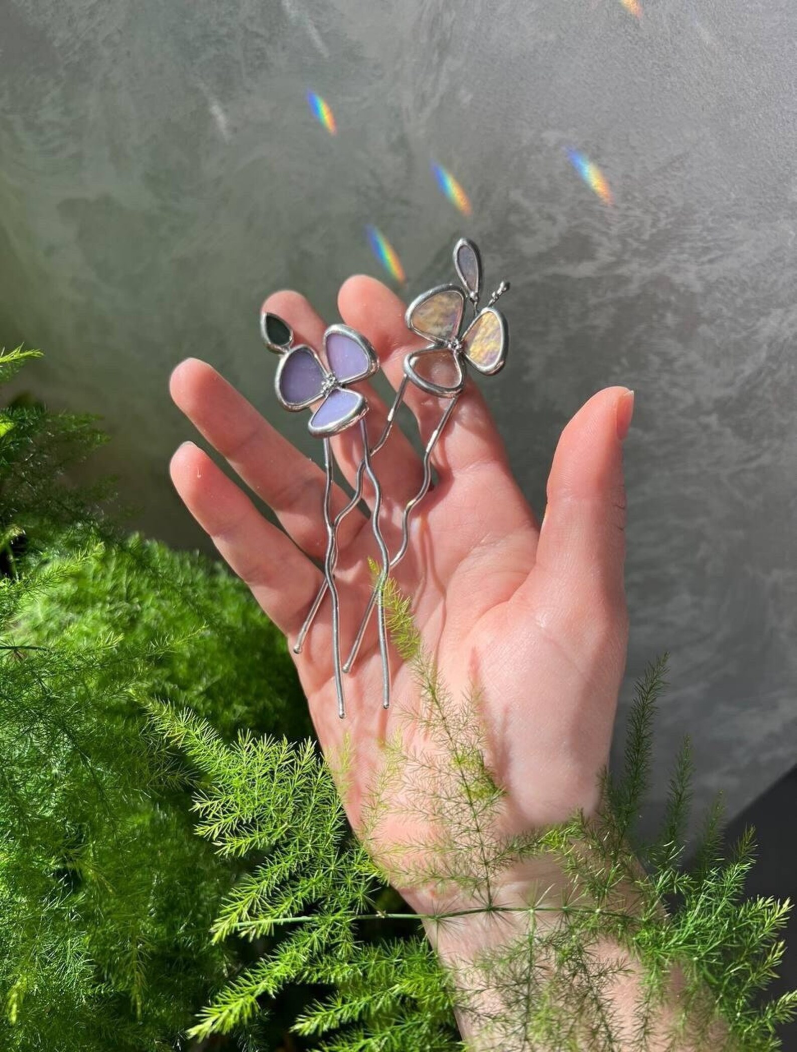 Flower Hairpin Periwinkle Stained Glass Jewerly Gift - Etsy