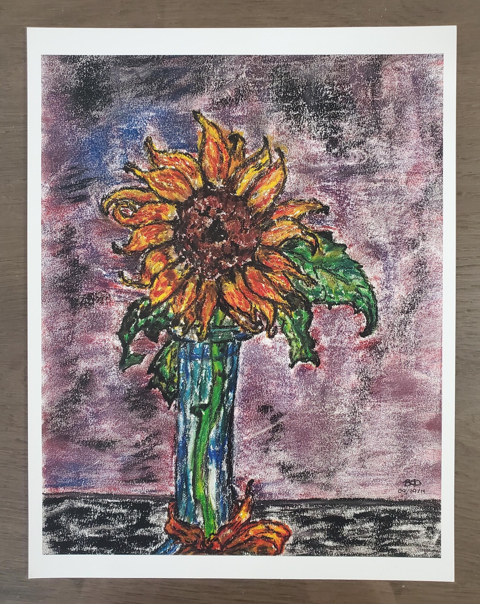 Chalk Pastel Sunflower Art Print Digital - Etsy
