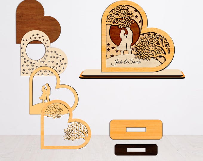 Couple Hearts Laser Cut File, Romantic Gift (svg, Pdf, Eps, Dxf ...