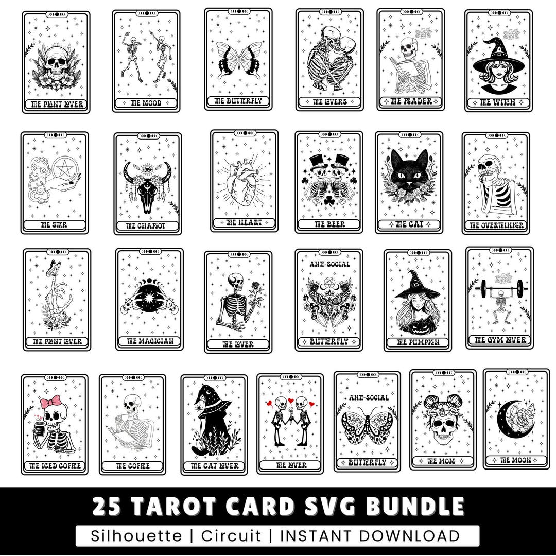 Tarot Cards Funny Bundle SVG, Tarot Cards Svg, Tarot Bundle Svg, Funny ...