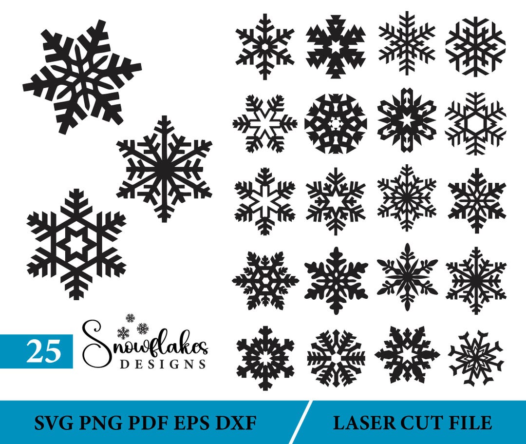 25 Snowflake SVG Bundle, Simple Snowflake Cut File, Xmas Sublimation ...