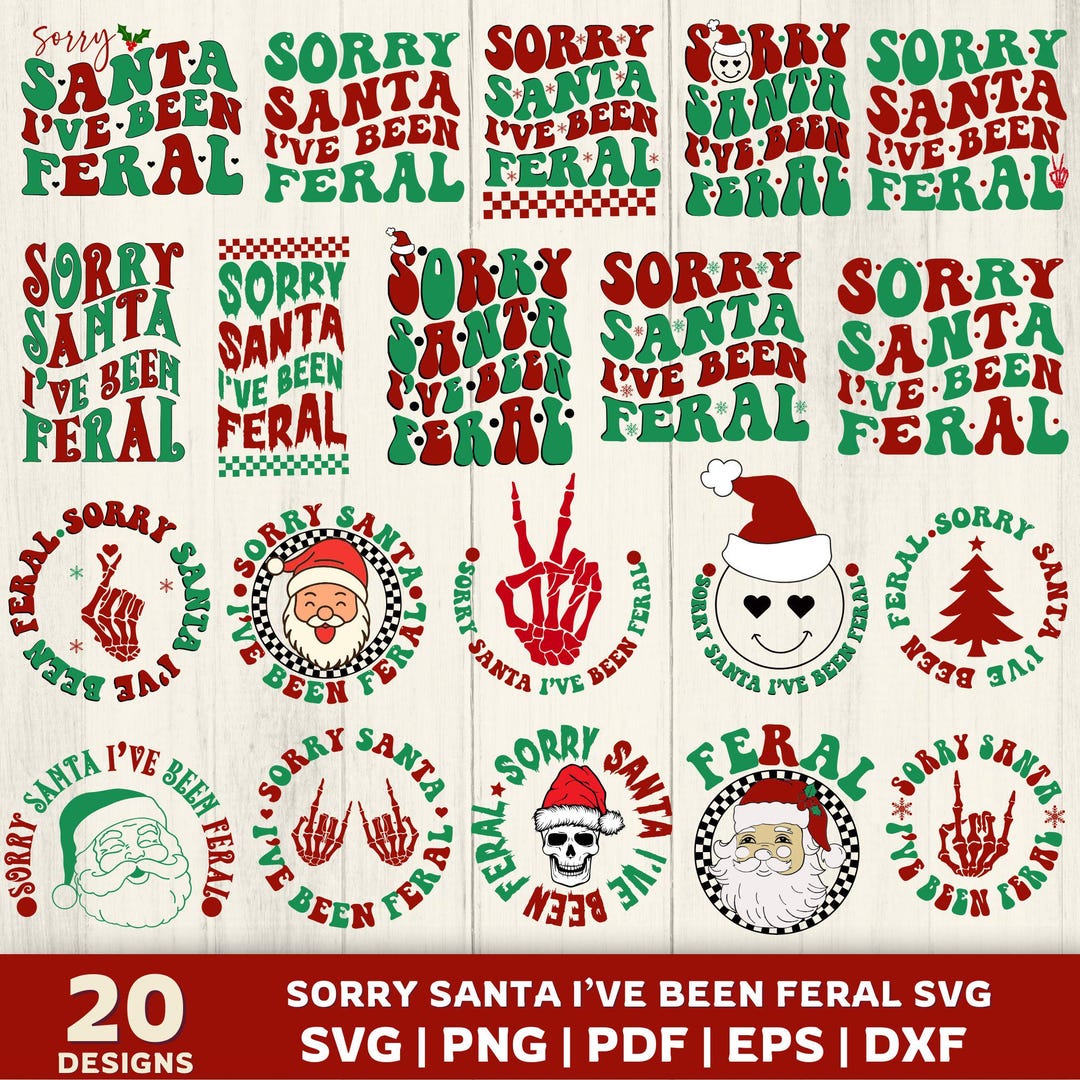 Funny Christmas SVG Bundle: Sorry Santa, Retro Holiday Quotes (digital ...