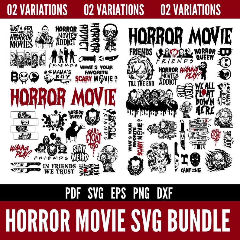 Retro Horror Movie SVG Bundle, Spooky Halloween Shirt Designs (digital ...