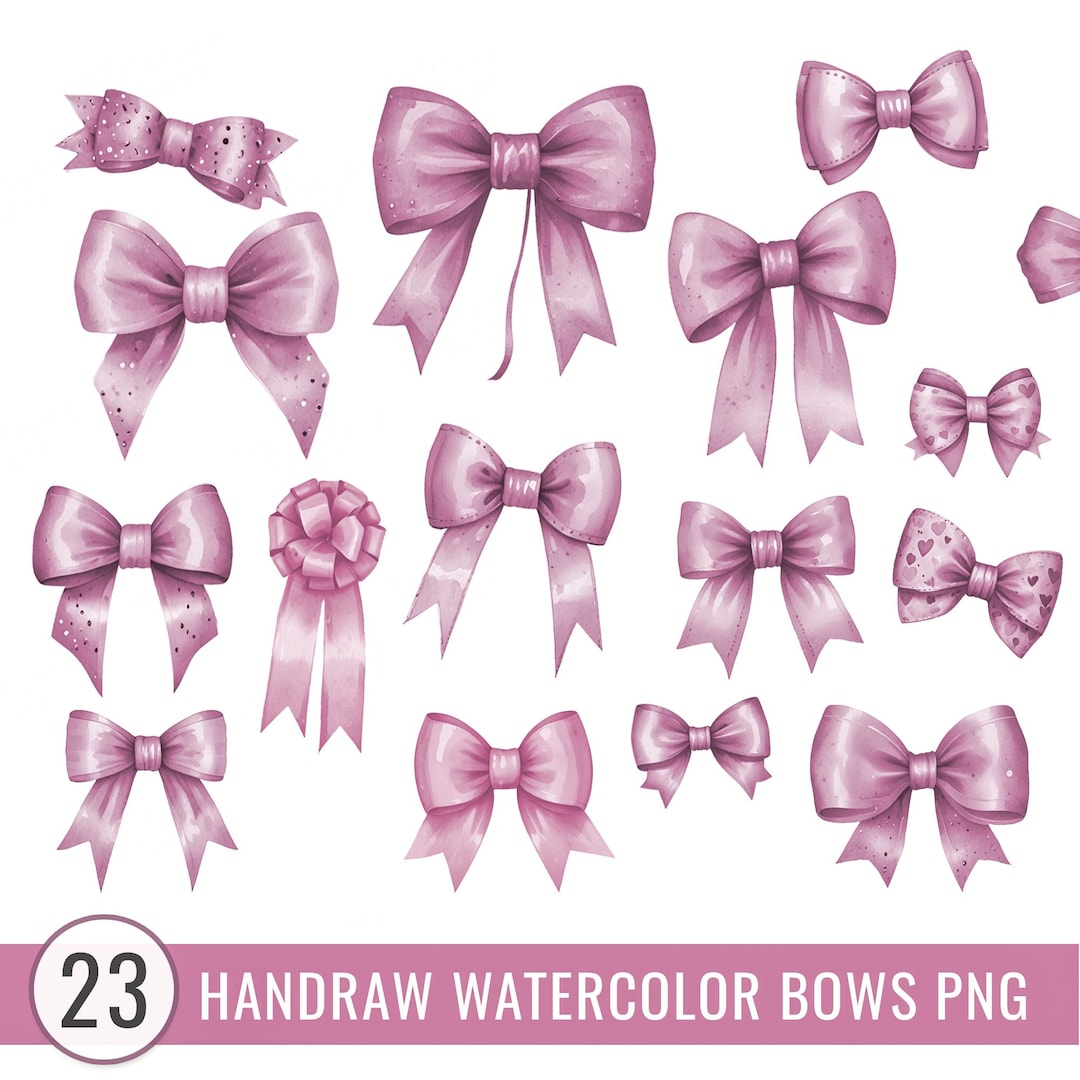 Pink Coquette Ribbon Bow PNG Bundle: Pookie Bow Collection - Etsy