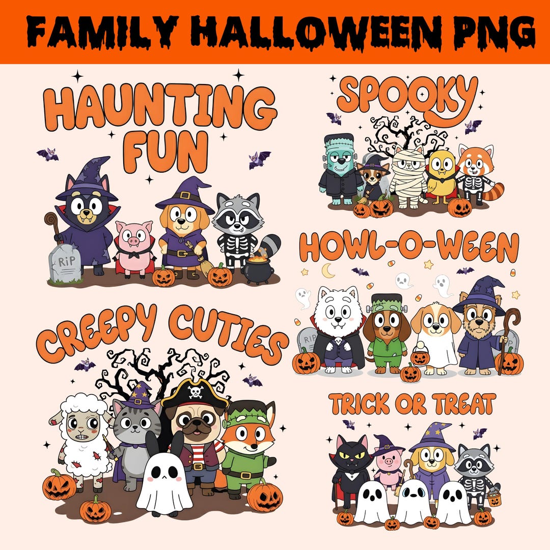 Family Halloween Cartoon PNG Bundle, Trick or Treat Clipart - Etsy