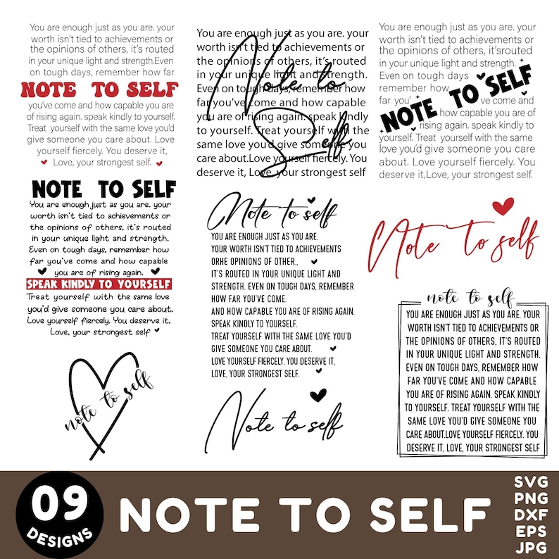 Note to Self Positive Quote: Motivational PNG SVG (digital Download) - Etsy