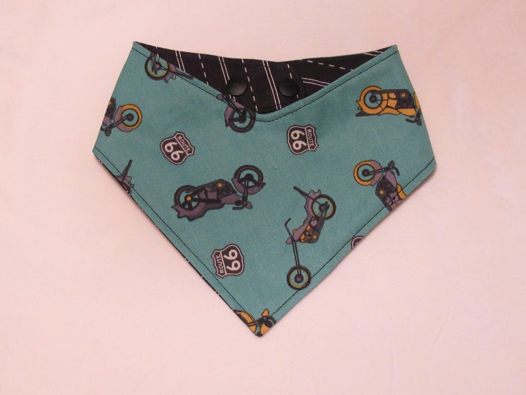 Dog Bandana Reversible Route 66 Motorcycle Road Stripes Pet Scarf Snap ...