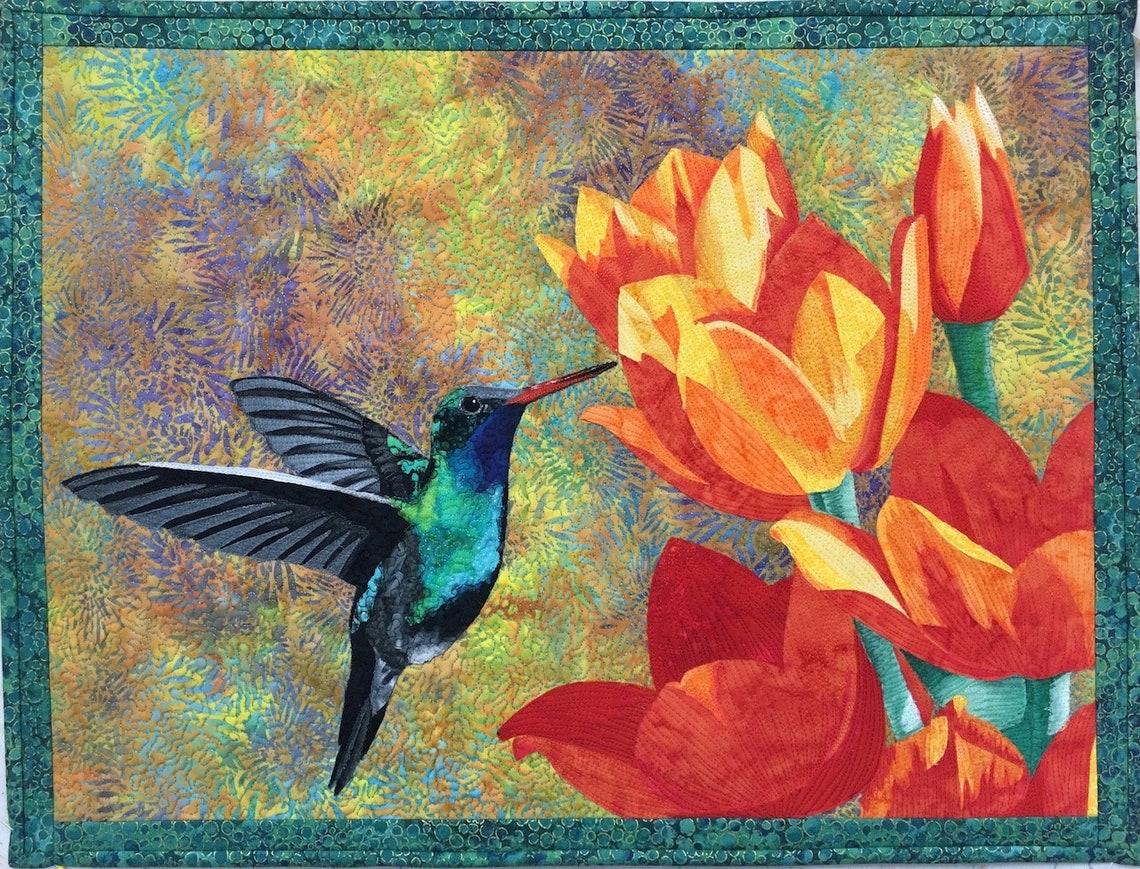 Hummingbird Art Quilt Pattern DOWNLOAD by Lenore Crawford - Etsy