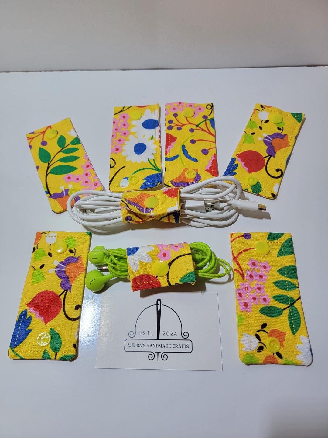 Cord Keeper Cable Organizer 2"x4" Floral Cotton Fabric Handmade in USA ...