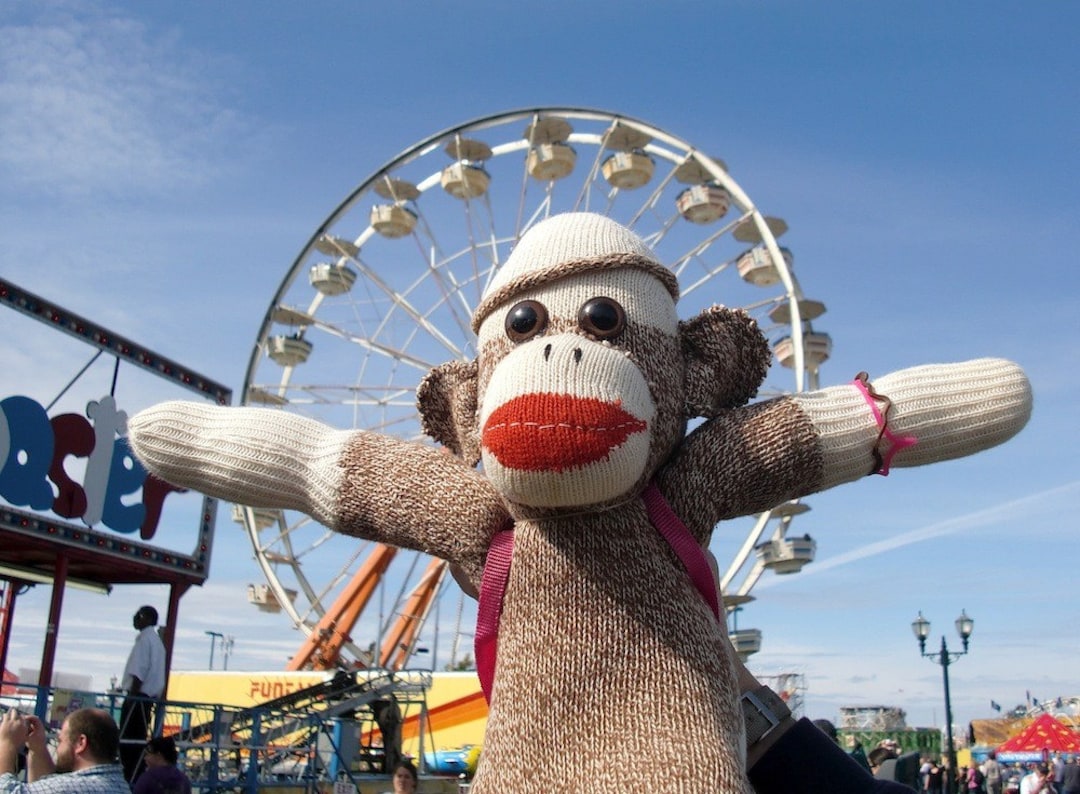 Ernie the Sock Monkey and Ferris Wheel Notecard - Etsy