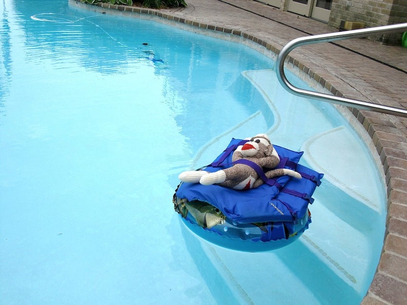 Ernie the Sock Monkey Floating in a Pool Notecard - Etsy