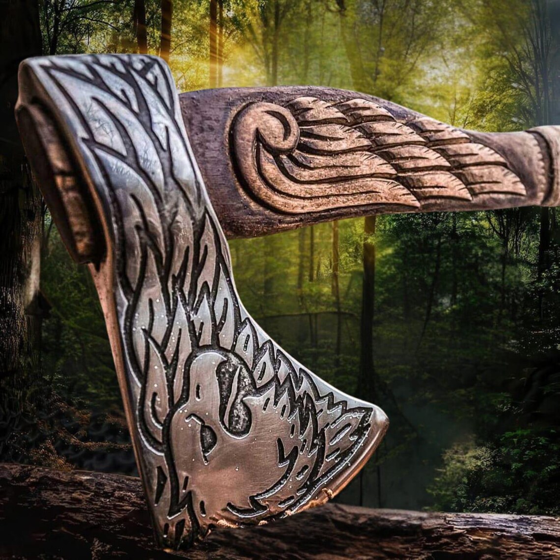 RAGNAR VIKING AXE Forged Camping Axe Personalized Gifts Viking Bearded ...